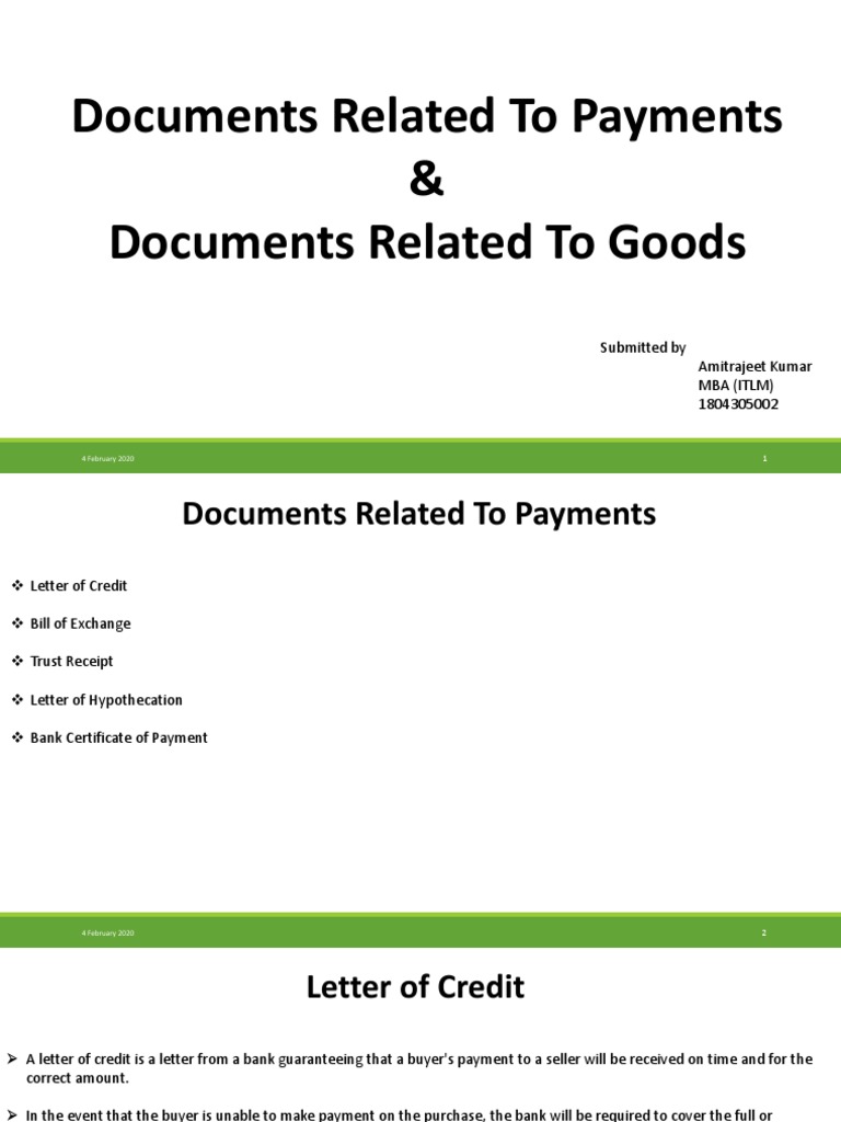 Key Trade Payment and Goods Documents | PDF | Letter Of Credit | Payments
