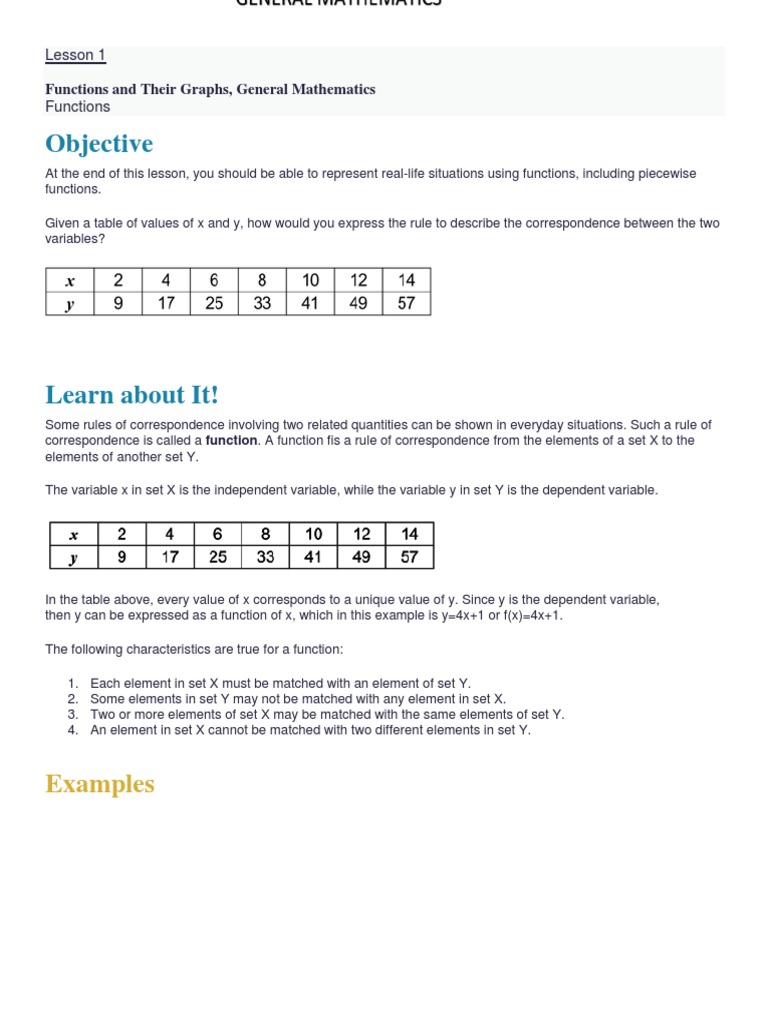 Gen Math | PDF | Function (Mathematics) | Summation