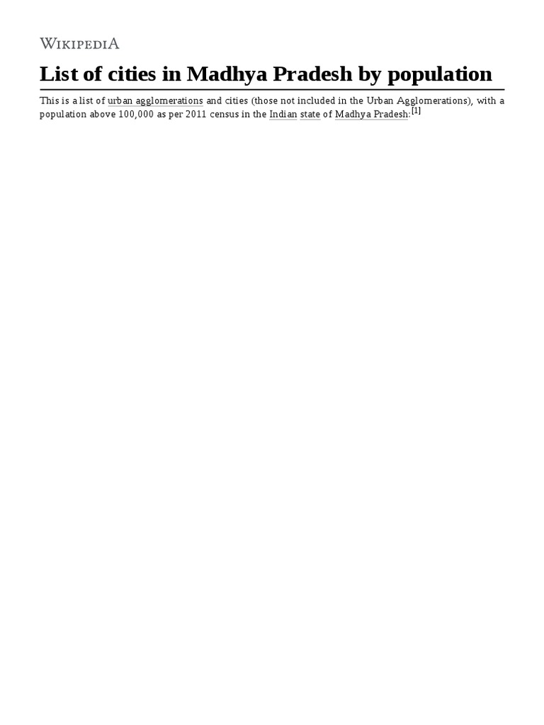 List of Cities in Madhya Pradesh by Population | PDF | Data Processing ...