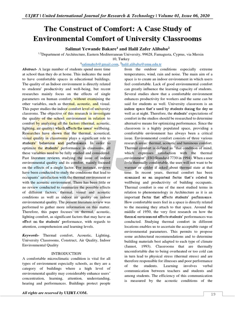 The Construct of Comfort: A Case Study of Environmental Comfort of ...