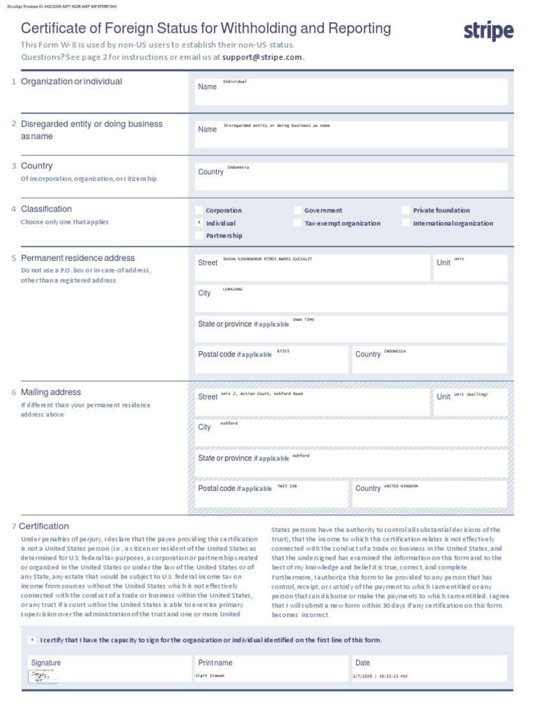 Please DocuSign Tax Certificate of Foreign S | PDF | Withholding Tax ...
