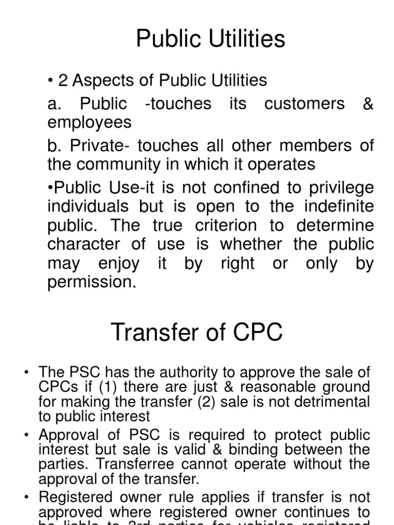 Public Utilities | PDF | Ownership | Franchising