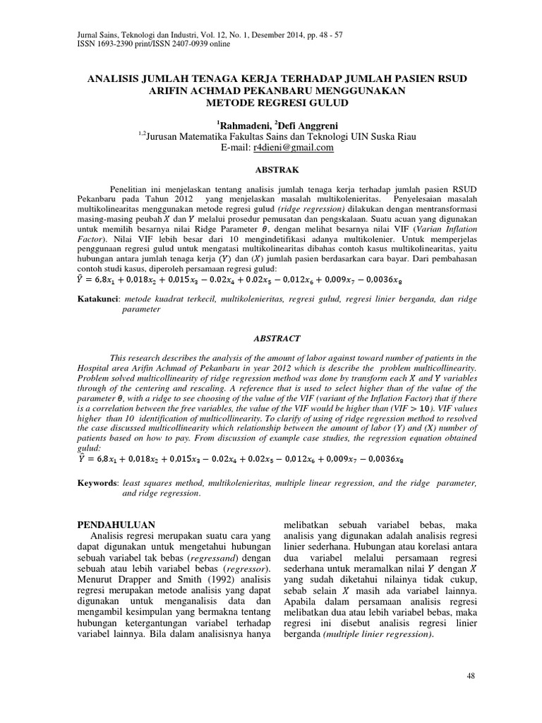 Metode Regresi Gulud PDF | PDF