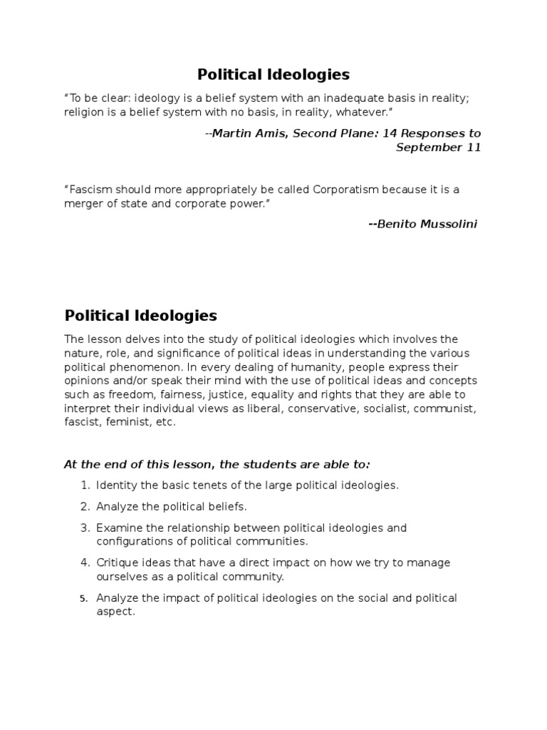 Political Ideologies | PDF | Ideologies | Socialism