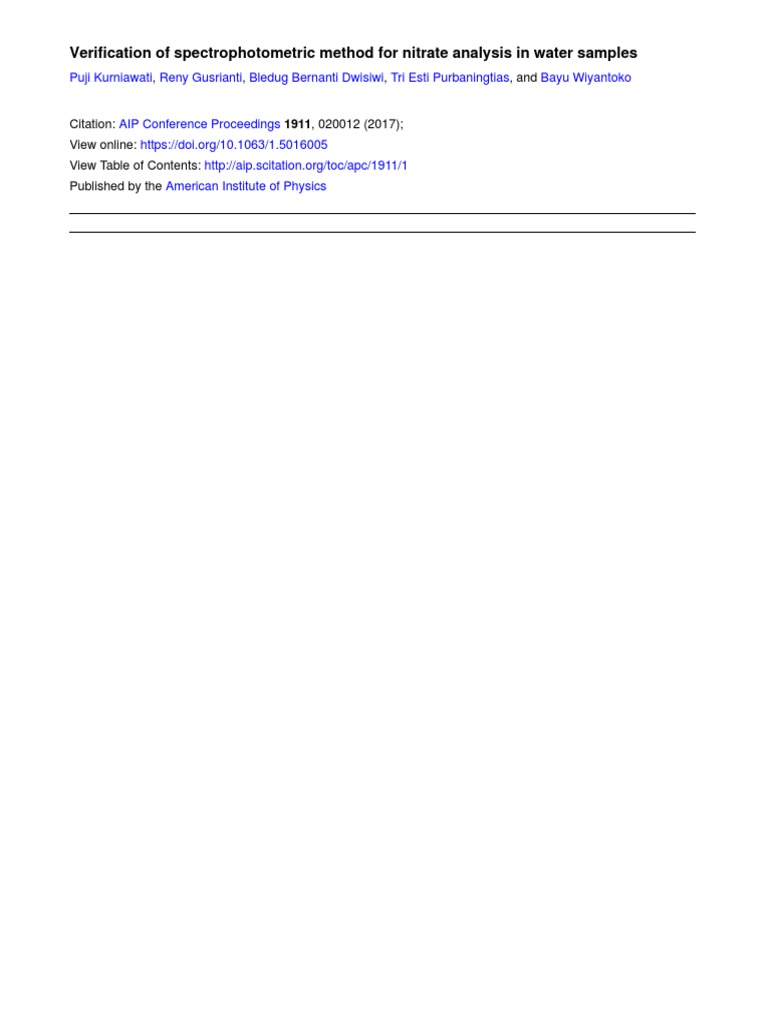 Nitrate Analysis in Water via Spectrophotometry | PDF | Nitrate ...