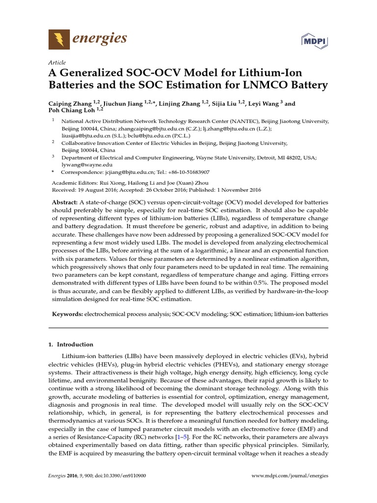 Generalised OCV-SOC Model PDF | PDF | Electrochemistry | Electrode