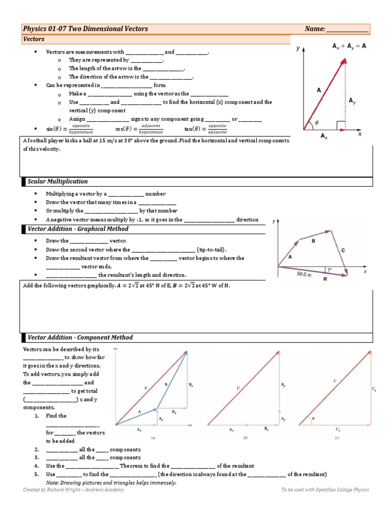 Physics 01-07 2-D Vectors | PDF | Euclidean Vector | Space