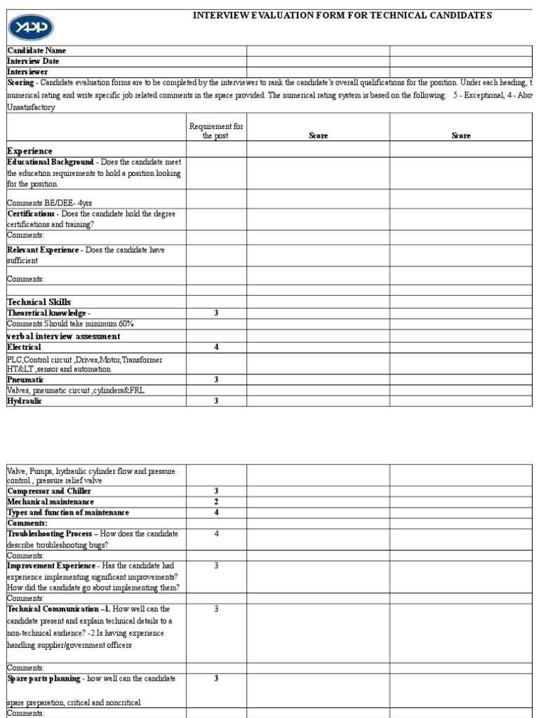 Technical Interview Evaluation | PDF | Valve | Automation