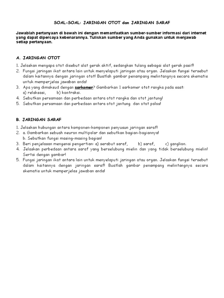 Soal Jar Otot & Saraf Asinkron | PDF
