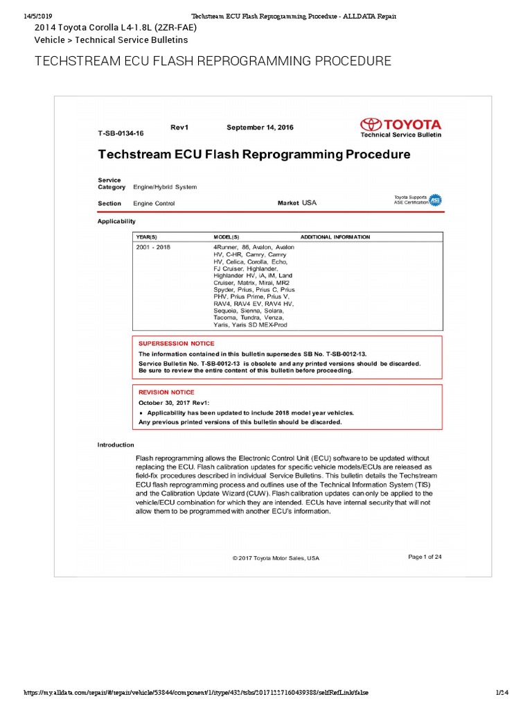 Techstream ECU Flash Reprogramming Procedure PDF | Download Free PDF ...