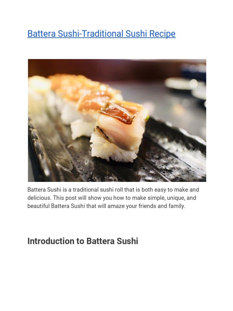 Battera Sushi Recipe: Traditional Osaka Style | PDF | Sushi | Cuisine