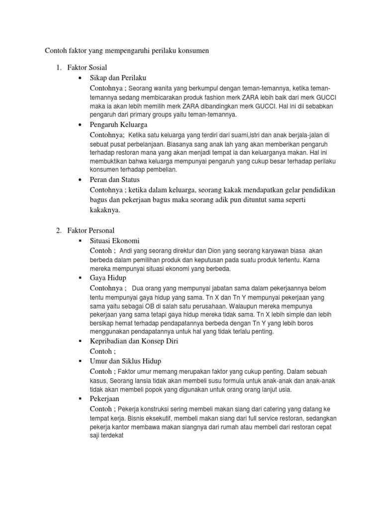 Contoh Faktor Yang Mempengaruhi Perilaku Konsumen | PDF