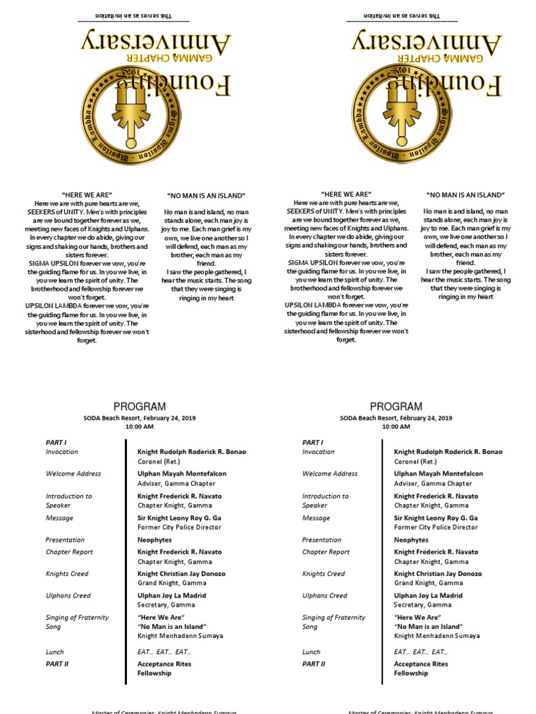 A Call for Unity: An Invitation to the Sigma Upsilon Fraternity ...