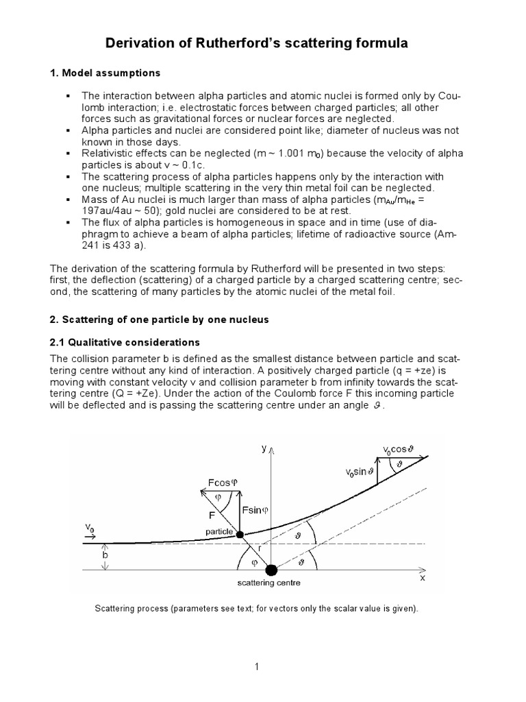 Rutherford's Scattering Formula Derivation | PDF | Atomic Nucleus ...