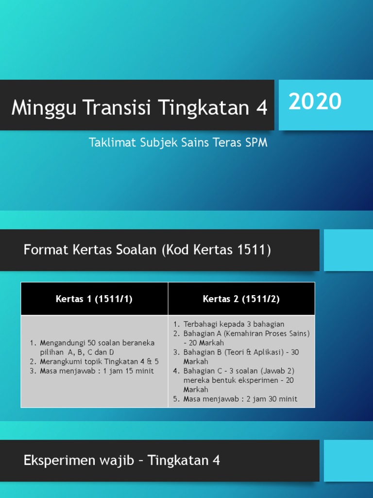 Minggu Transisi Tingkatan 4 | PDF