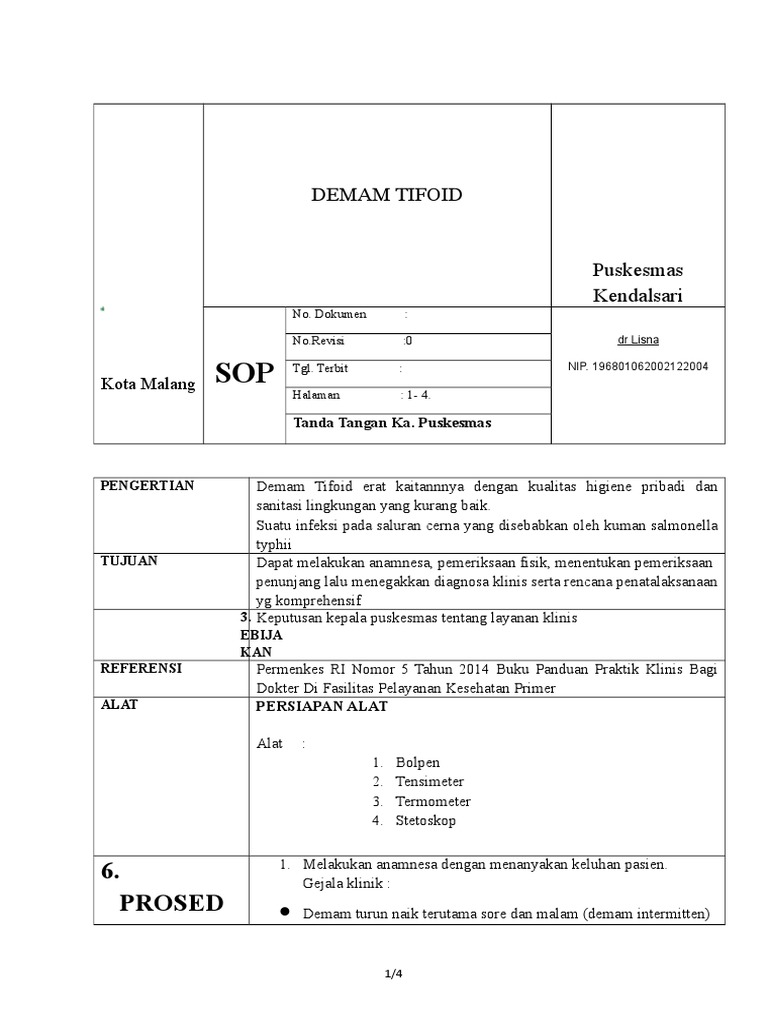Sop Typoid | PDF