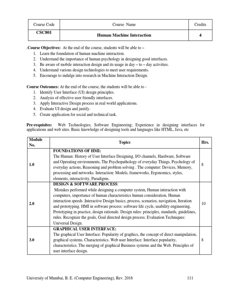 Hmi Syllabus PDF | PDF | User Interface | Graphical User Interfaces