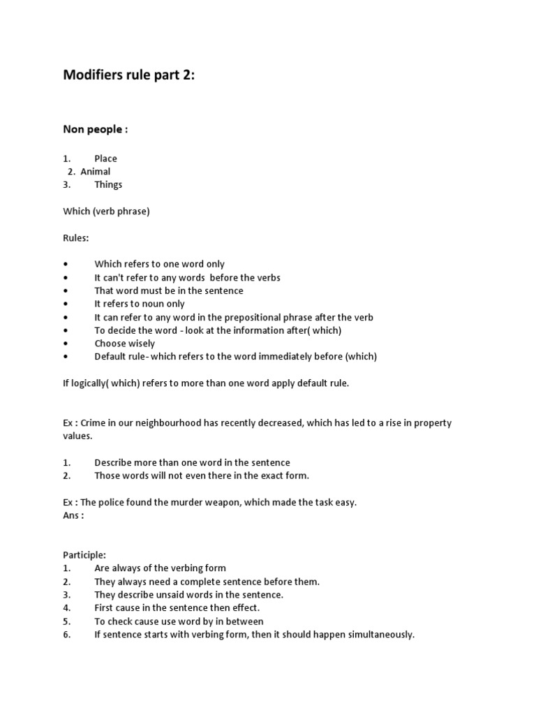 Modifiers Rule 2 | PDF
