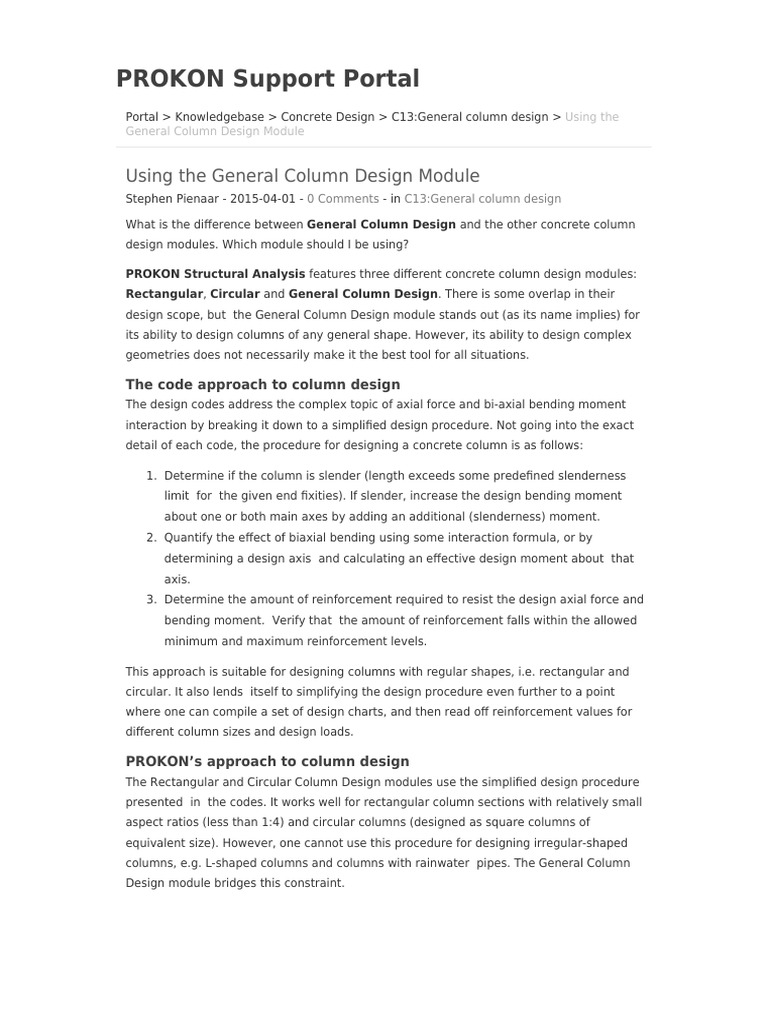 PROKON General Column | PDF | Column | Mechanical Engineering