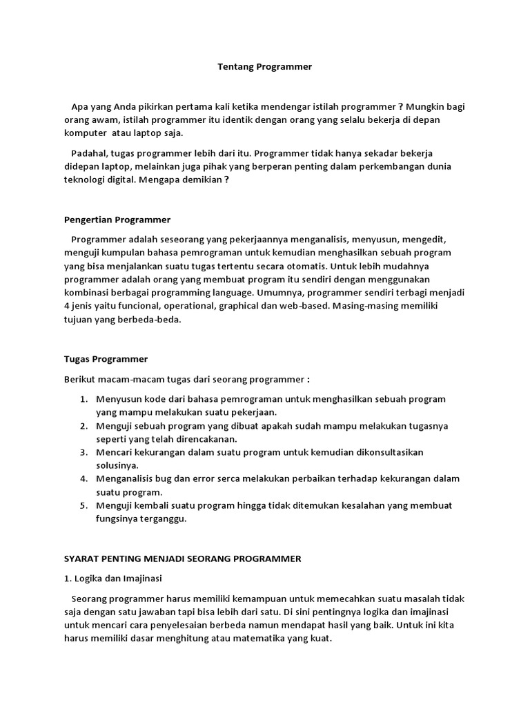 Apa Itu Programmer | PDF