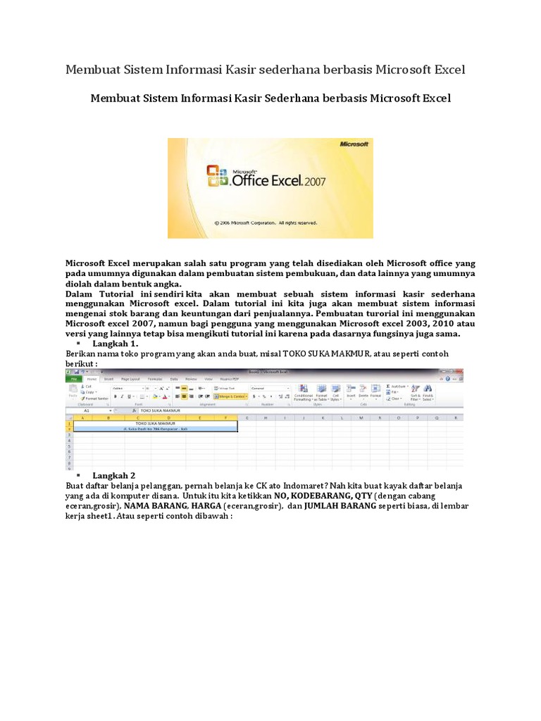 Sistem Kasir Sederhana di Excel | PDF