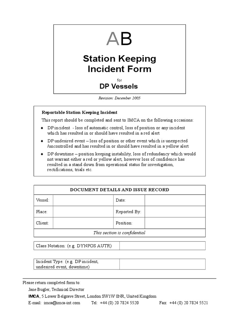 DP Vessels Incident Reporting Form | PDF