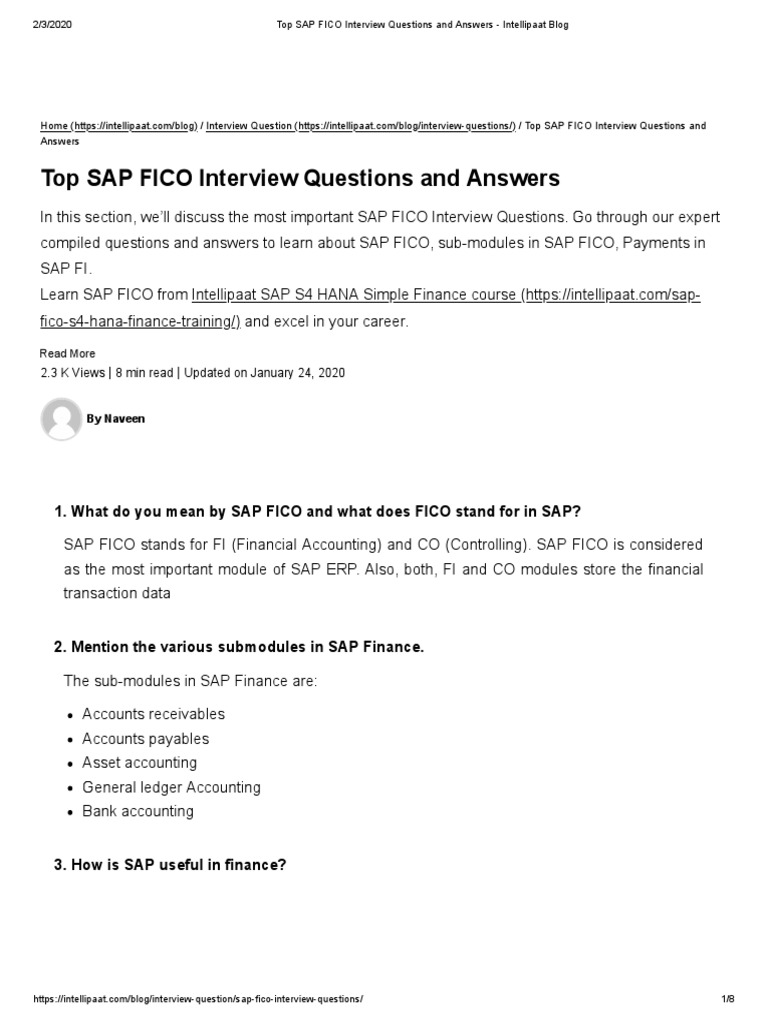 Top SAP FICO Interview Questions and Answers - Intellipaat Blog | PDF ...