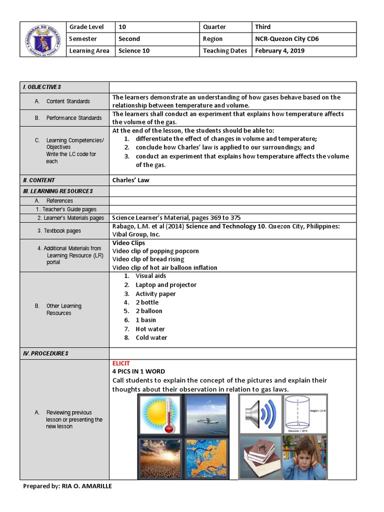 Charles Law Laboratory Activity DLL | PDF | Learning | Cognition