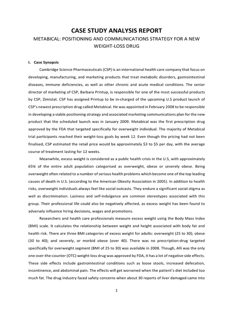 Metabical Case Study Analysis: Positioning and Communications Strategy | PDF | Obesity | Weight Loss