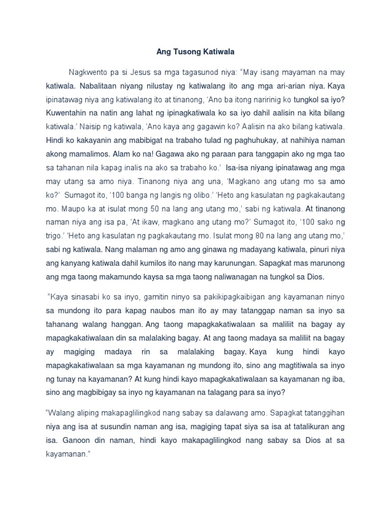 Ang Tusong Katiwala | PDF