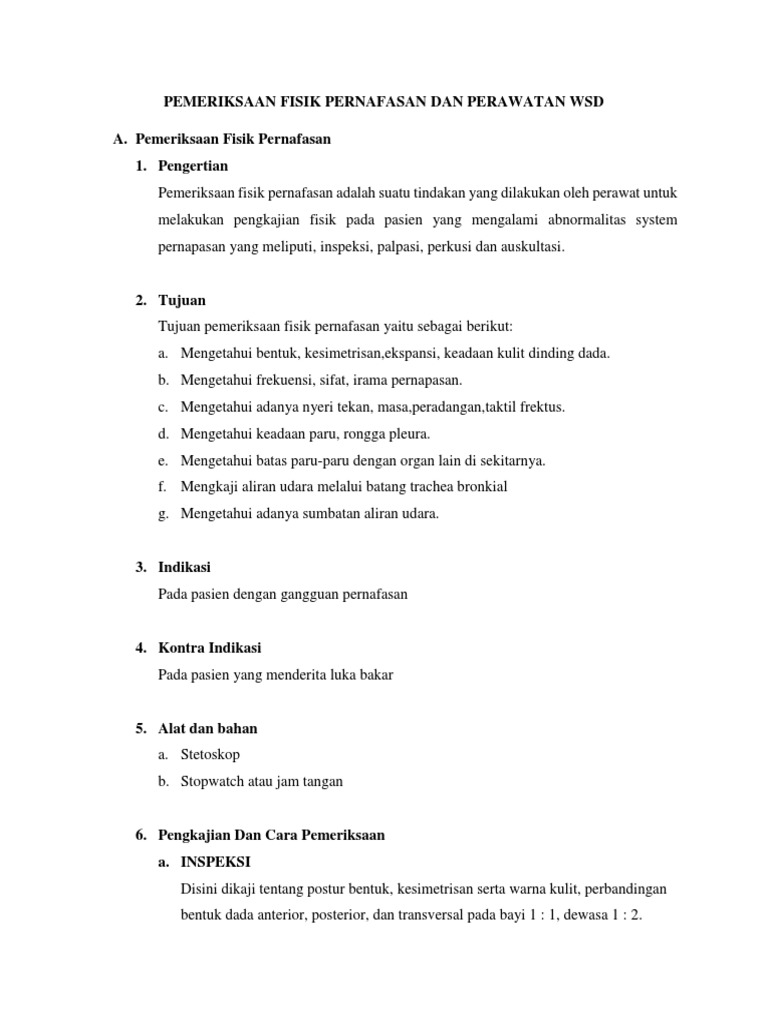 LP Pemeriksaan Fisik Pernafasan Dan Perawatan WSD | PDF