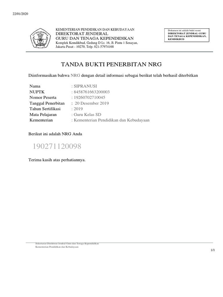Contoh NRG | PDF
