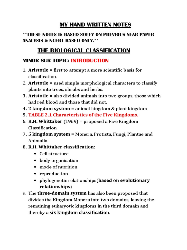 The Biological Classification Complete Notes | PDF | Fungus | Spore