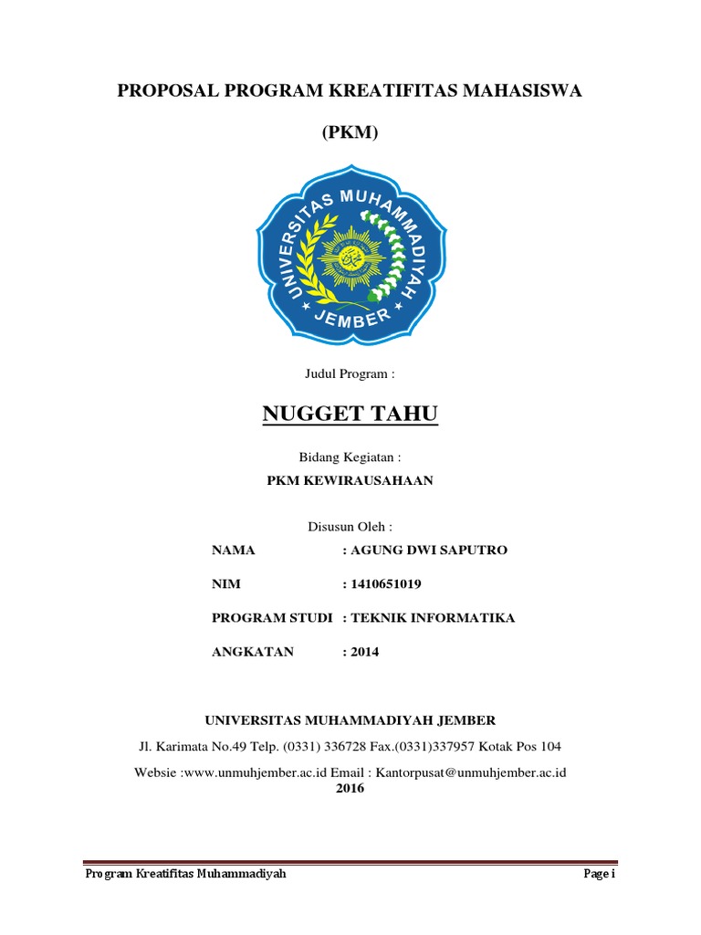 Cover Proposal PKM | PDF