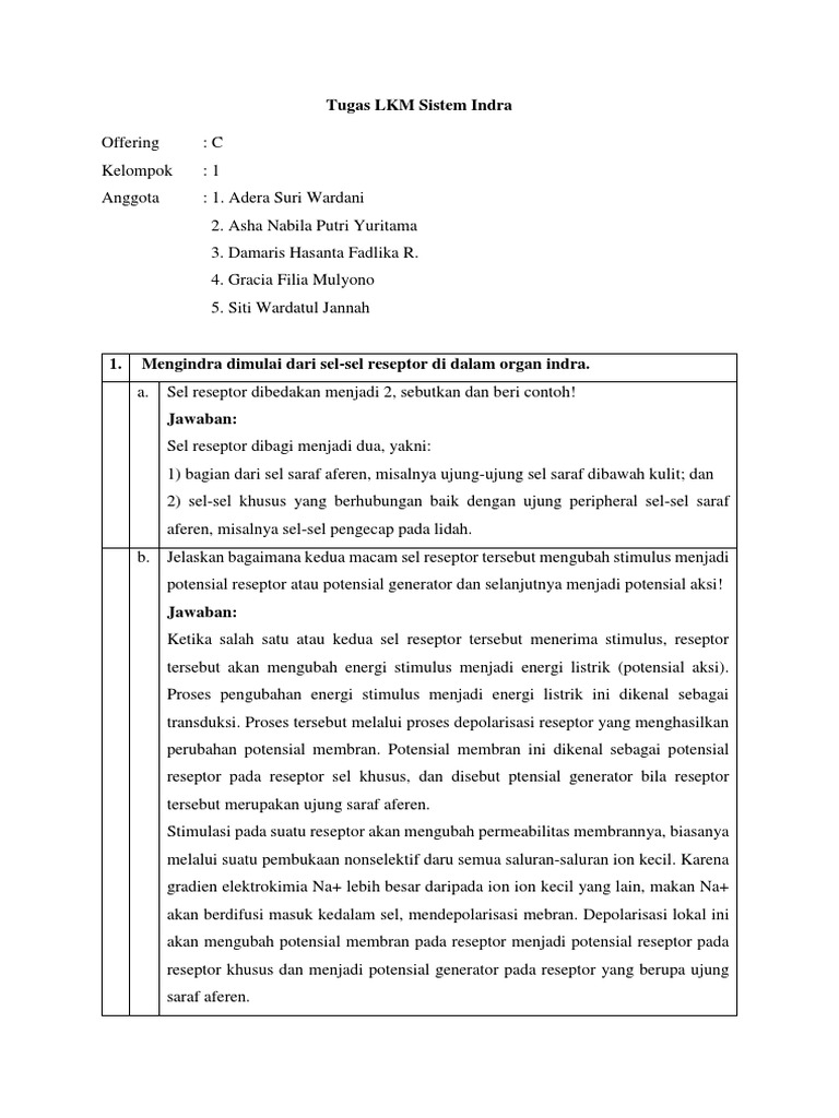 Kelompok 1 - Tugas LKM Sistem Indra | PDF