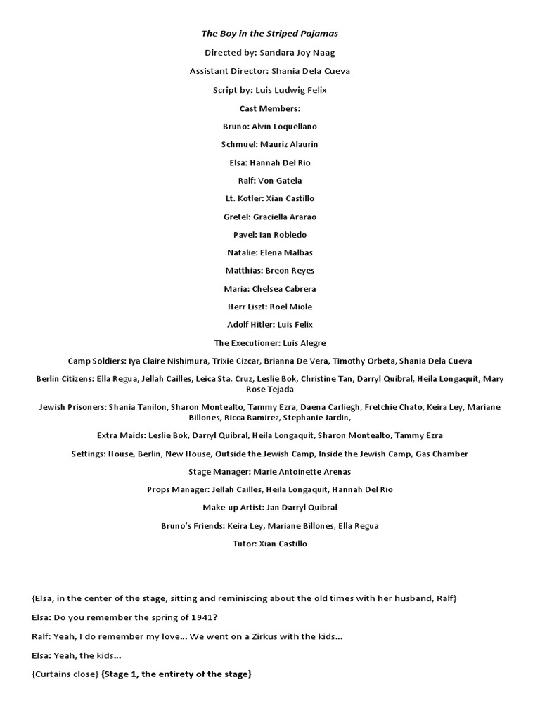 The Boy in The Striped Pajamas Script Final | PDF