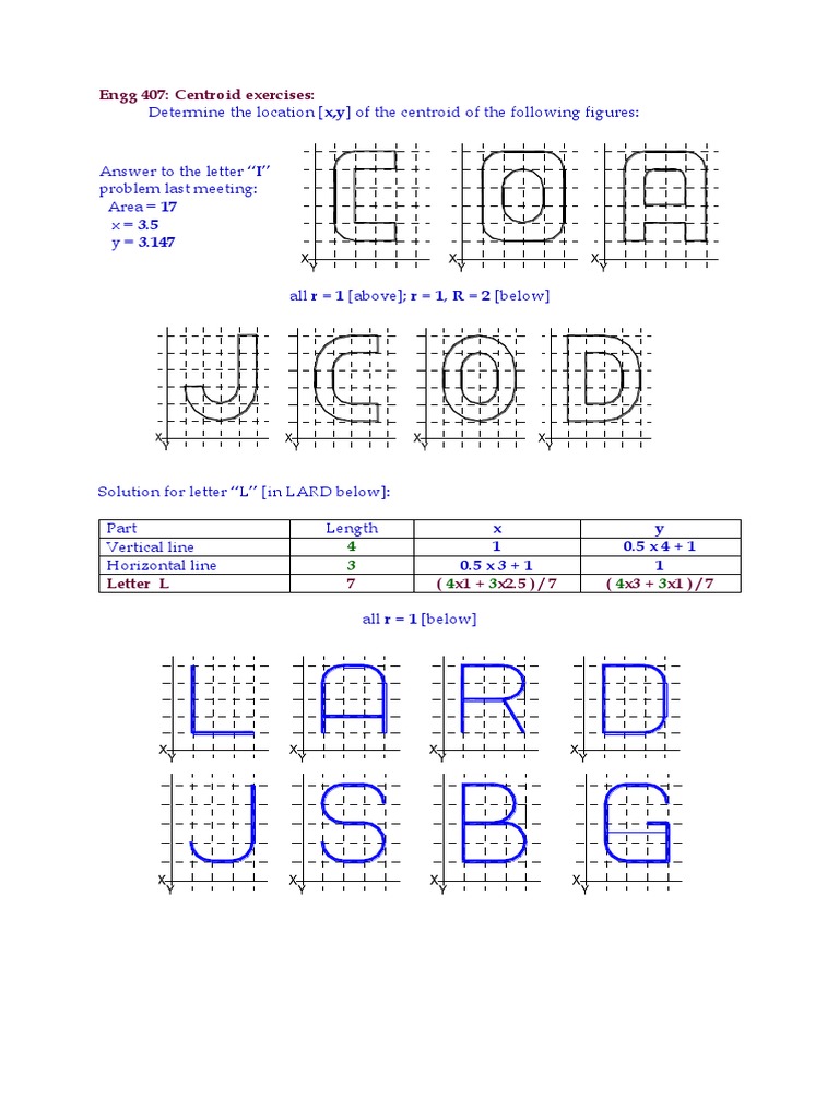 Centroid Calculations for Geometric Shapes: Determining the x-y ...