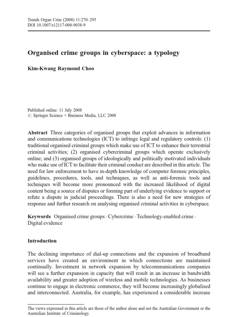 Organised Crime Groups in Cyberspace - A Typology | PDF | Organized ...