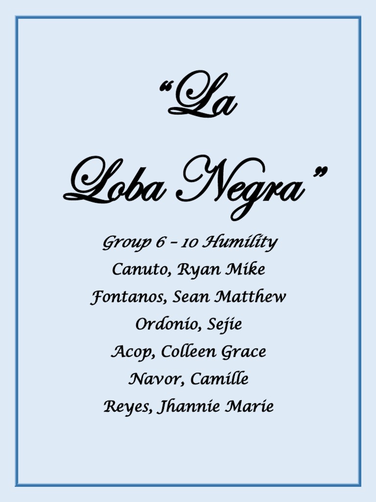 La Loba Negra Reflection Paper | PDF