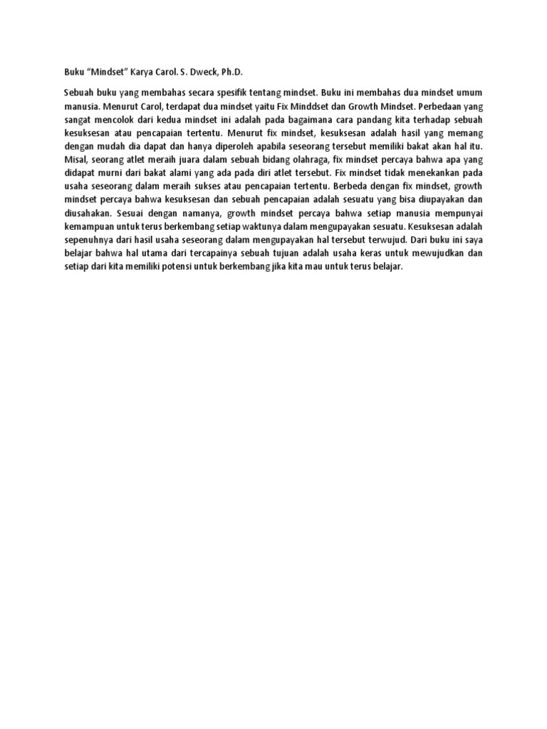 Review Buku Mindset | PDF