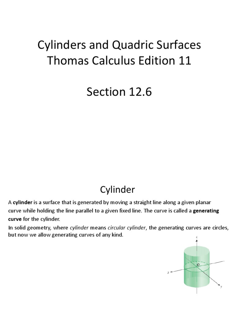 Cylinders and Quadric Surfaces PDF | PDF | Geometry | Classical Geometry