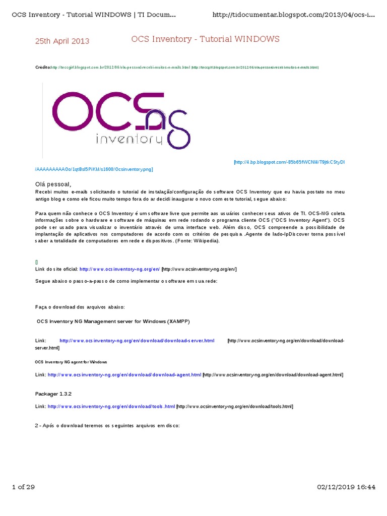 Tutorial de Instalação do OCS Inventory | PDF | Microsoft Windows ...