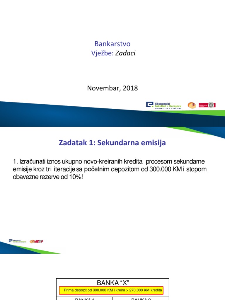 Bankarstvo Zadaci Midterm | PDF