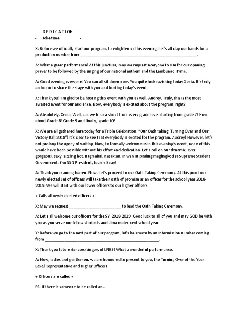 Oath Taking and Turning Over Ceremony | PDF