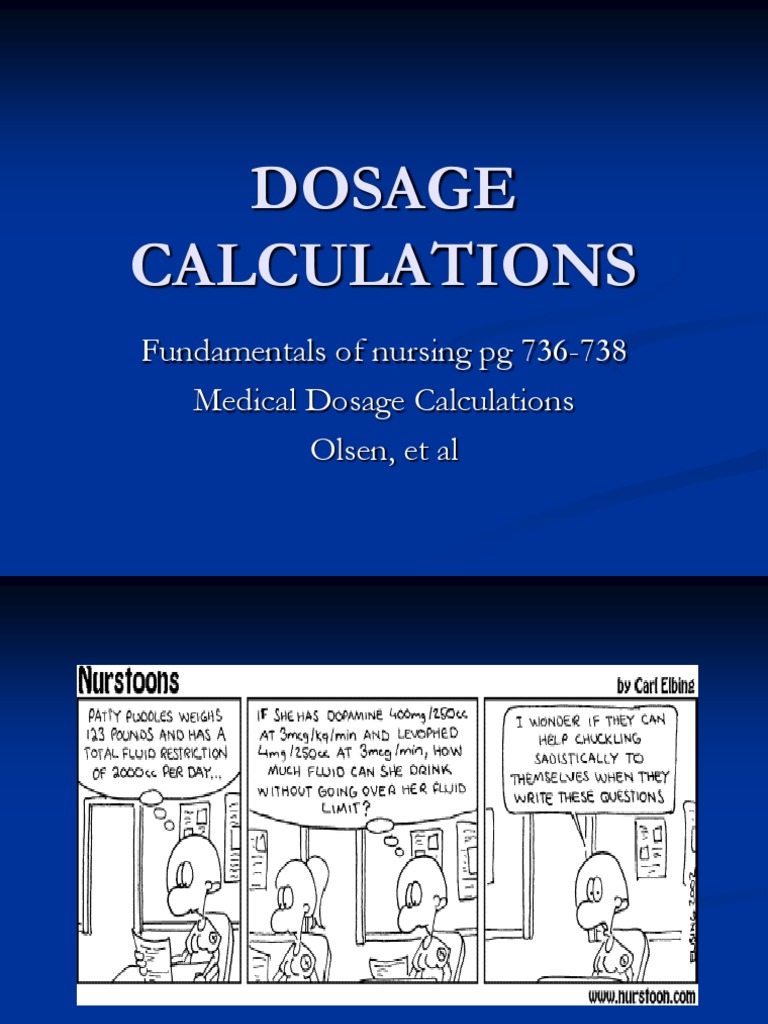 Dosage Calculations - 1 | PDF | Dose (Biochemistry) | Chemistry