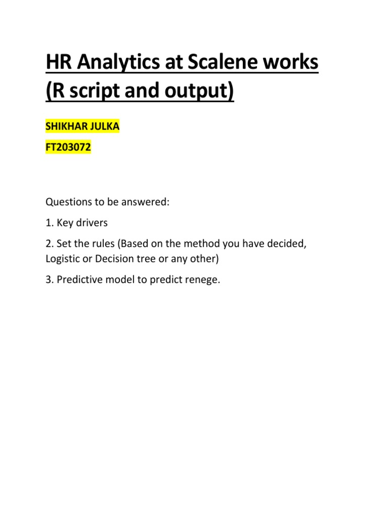 HR Analytics - Shikhar Julka - FT203072 | PDF | Logistic Regression | Analytics