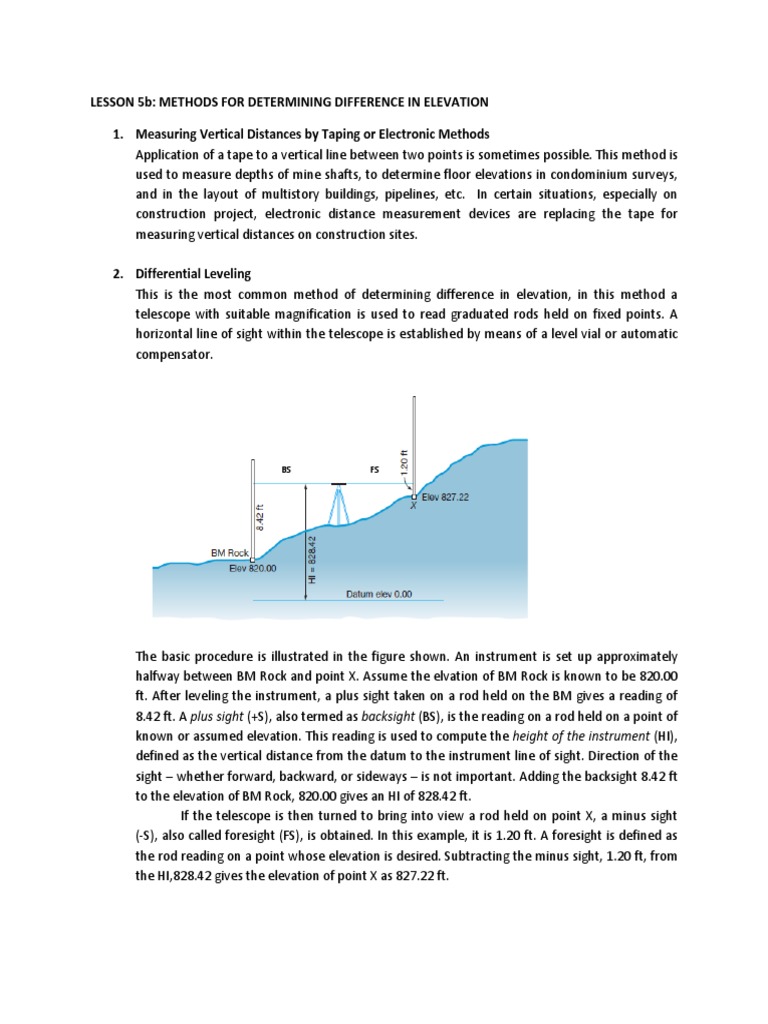 4b. METHODS FOR DETERMINING DIFFERENCE IN ELEVATION | PDF | Scientific ...