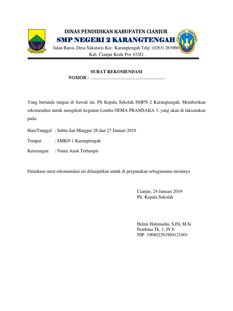 Surat Rekom Lomba | PDF