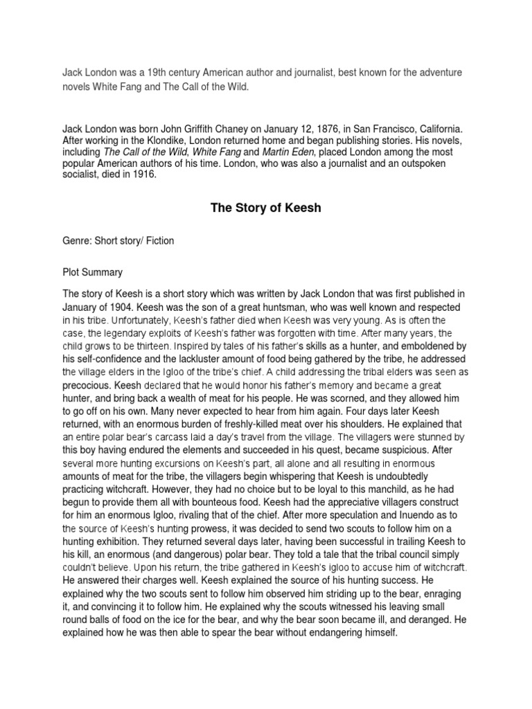 The Story of Keesh | PDF | Jack London | White Fang