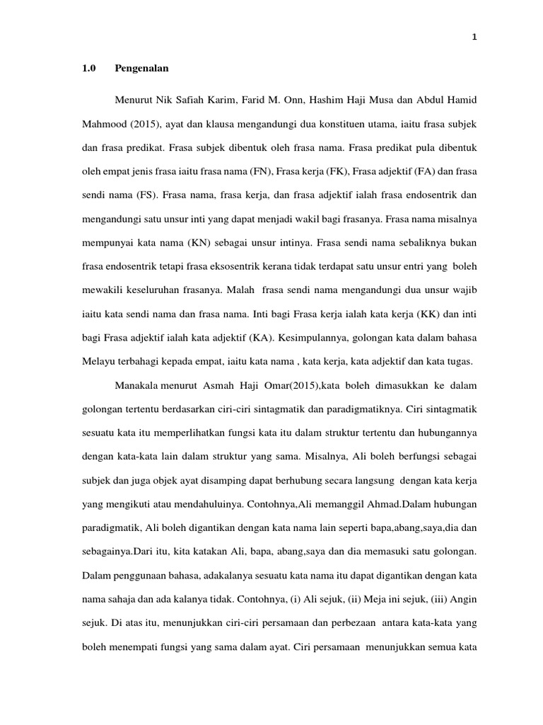 Perbezaan Golongan Kata Antara Tatabahasa Dewan & Nahu Mutakhir Melayu FINAL LAST2 - Nana | PDF